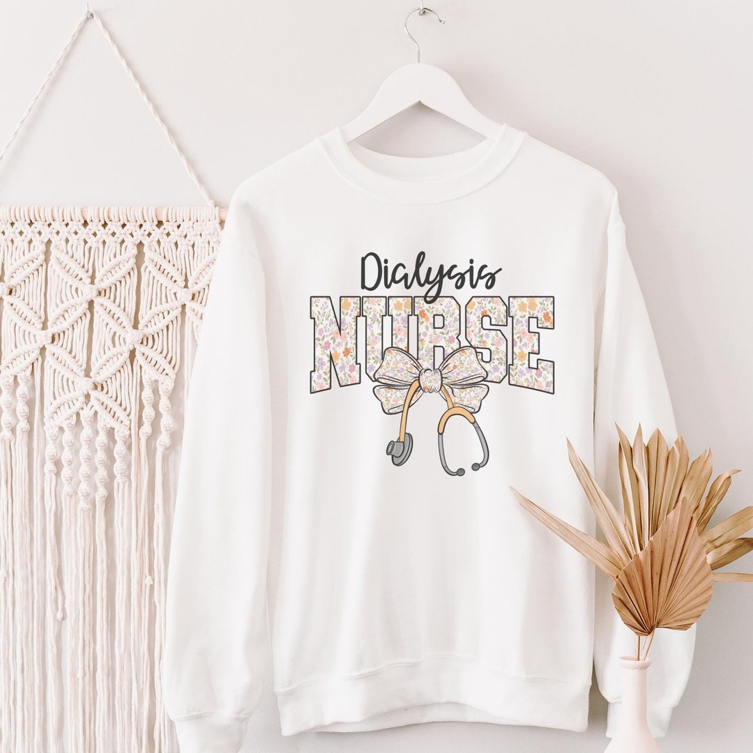Floral Dialysis Nurse Sweatshirt: Coquette Stethoscope Shirt - Etsy