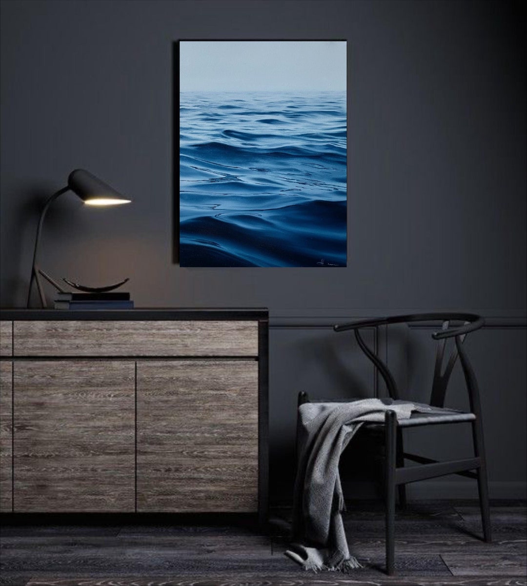 MADE TO ORDER Water Texture, Ocean Landscape, Minimalist Oil Painting ...