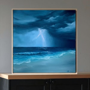 Original Sea Painting, Storm and Lightning, Oil Painting - Etsy