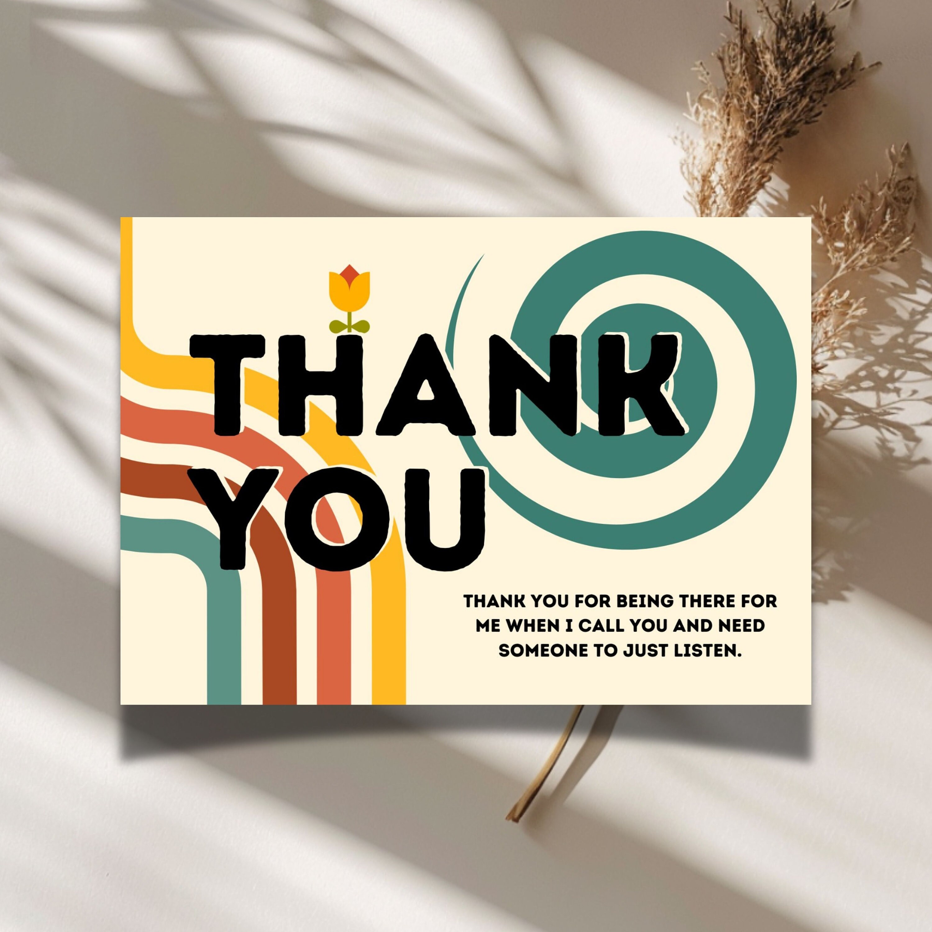 Retro Thank You Card Gratitude Card for Any Occasion Customizable Card ...