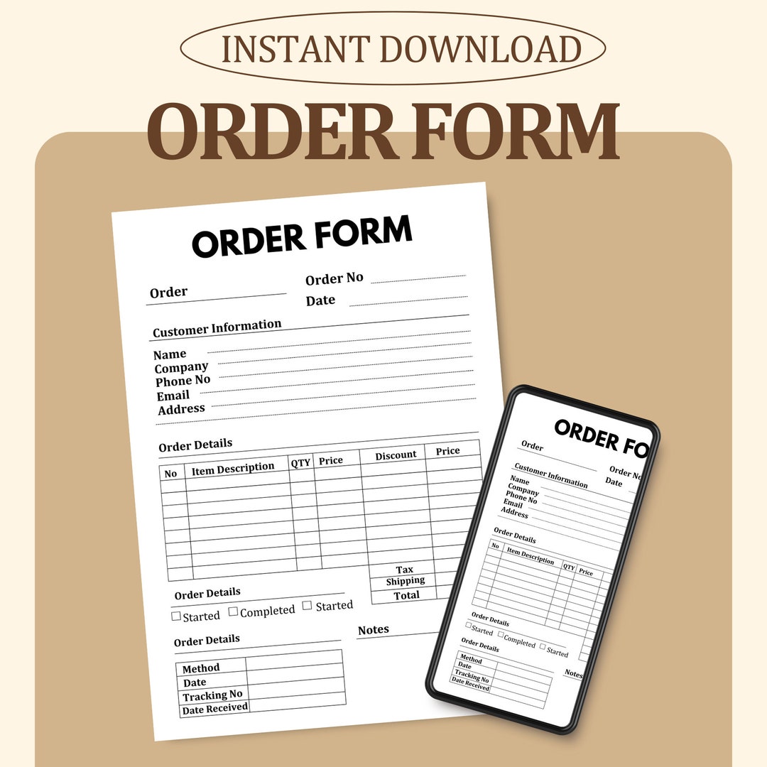 Printable Order Form Small Business Form Editable Craft Order Form ...