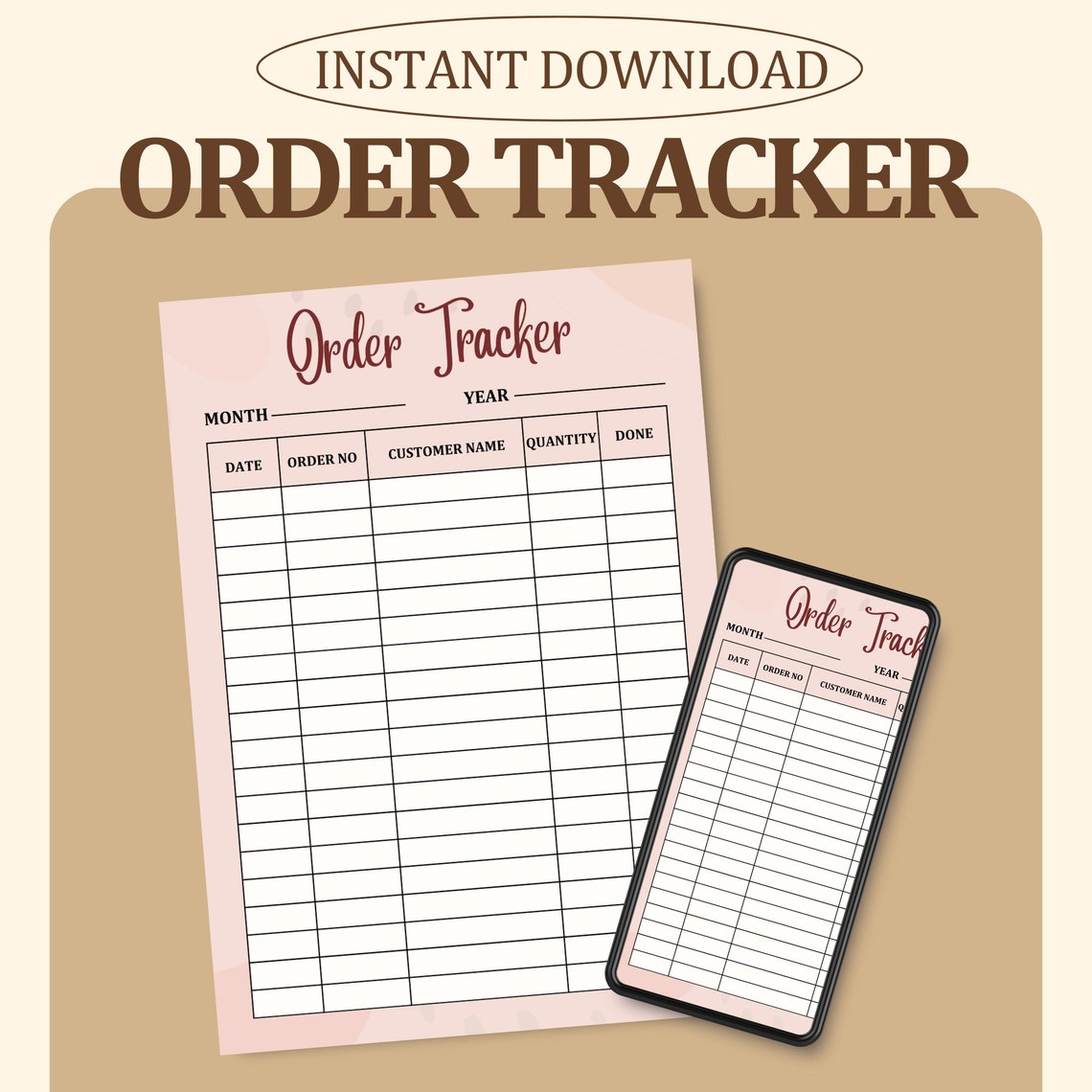 Printable Custom Order Form Tracker Template | Editable Small Business ...