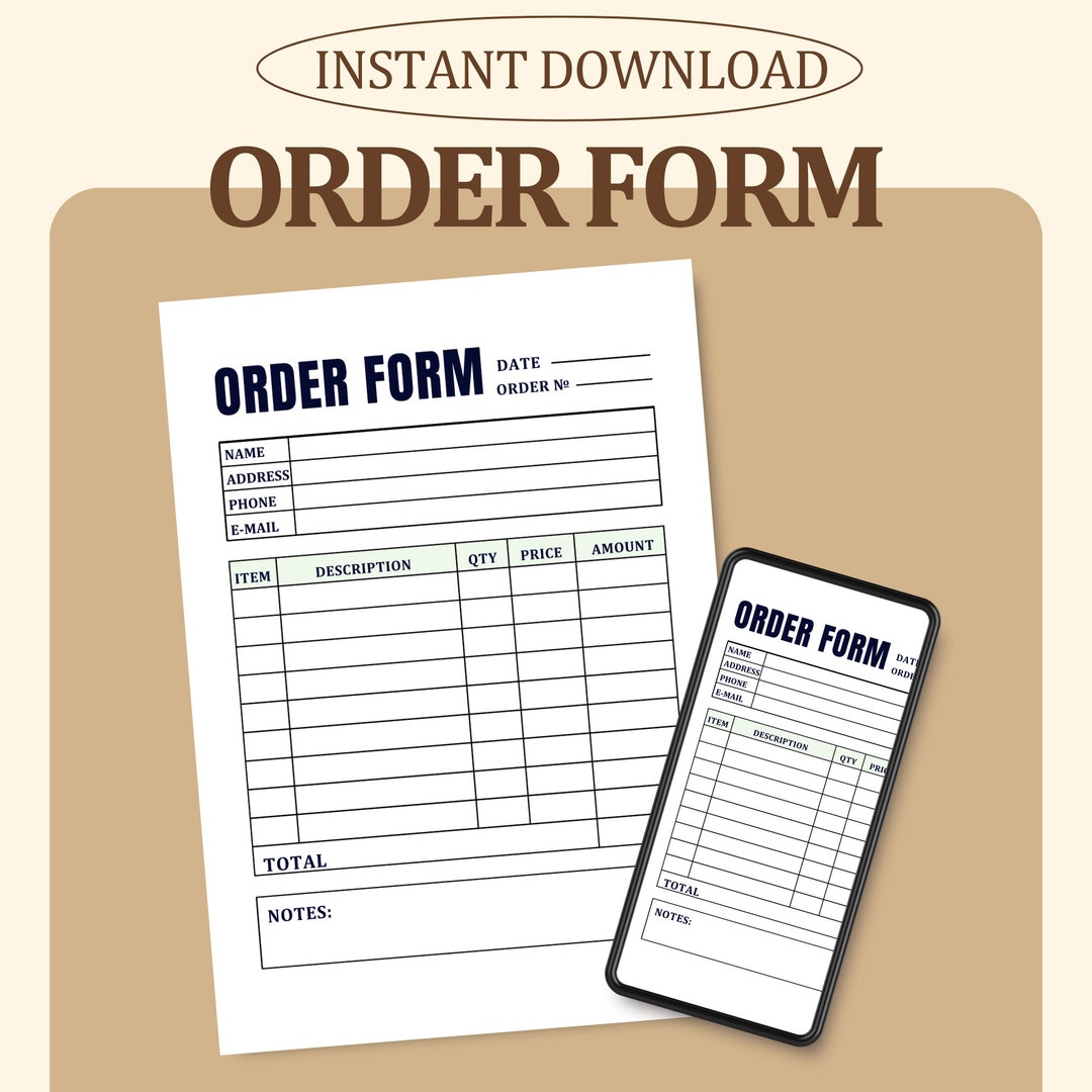 Custom Order Form Template Editable for Small Business Printable Craft ...