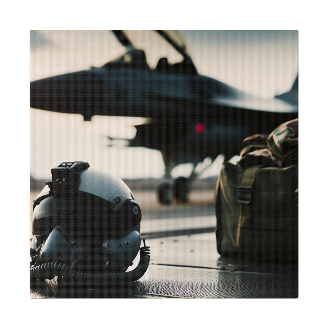 Fighter Pilot Gear Canvas - Helmet and Flight Bag With Jet Background - Aviation Wall Art - Etsy