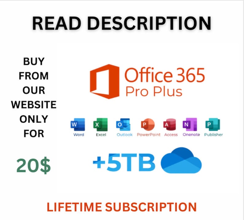 Microsoft Office 365 Professional Plus , Lifetime Subscription, 5 ...