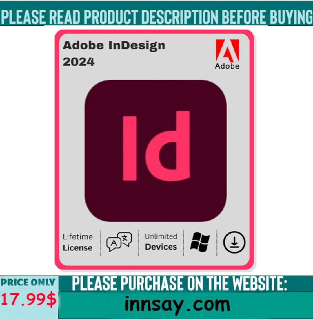 Adobe Indesign 2024 Ready to Use Lifetime License Windows - Etsy