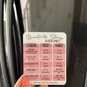 Breast Milk Storage Guidelines Magnet: New Mom Gift (4x5) - Etsy