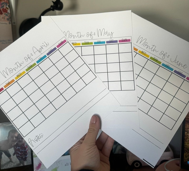 2024 Monthly Calendar, Fill in Calendar, 12 Month Calendar, Digital ...