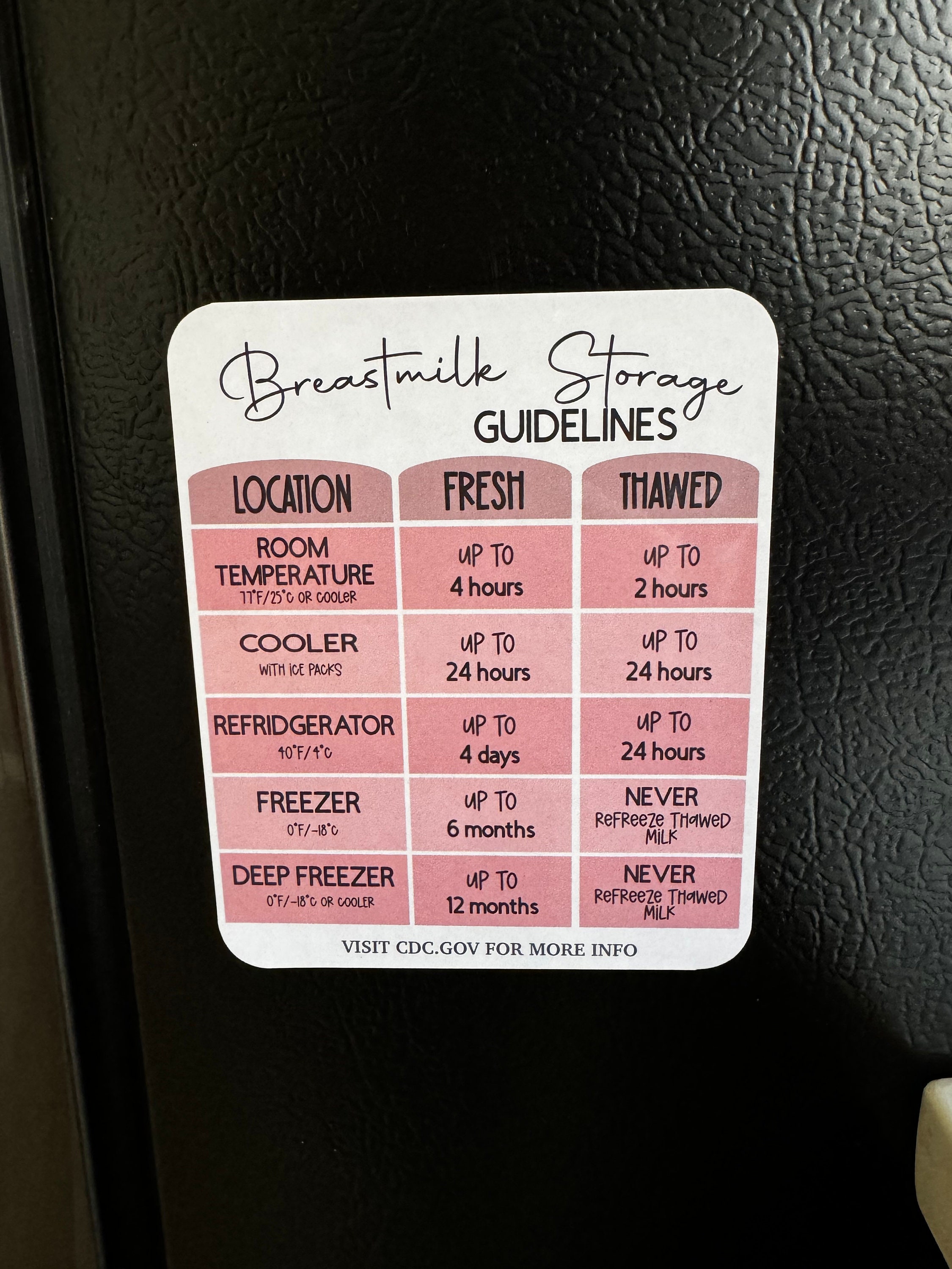Breast Milk Storage Guidelines Magnet Guide to Storing Breastmilk for ...