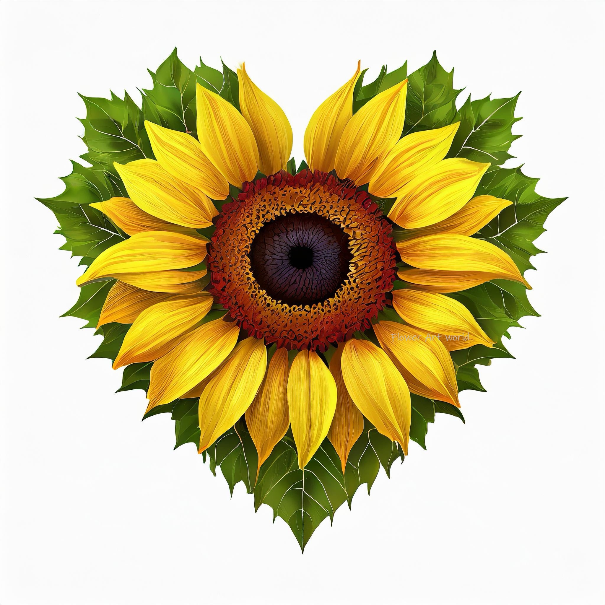 Sunflower Heart Clip Art, Printing, Backgrounds. Instant Digital ...
