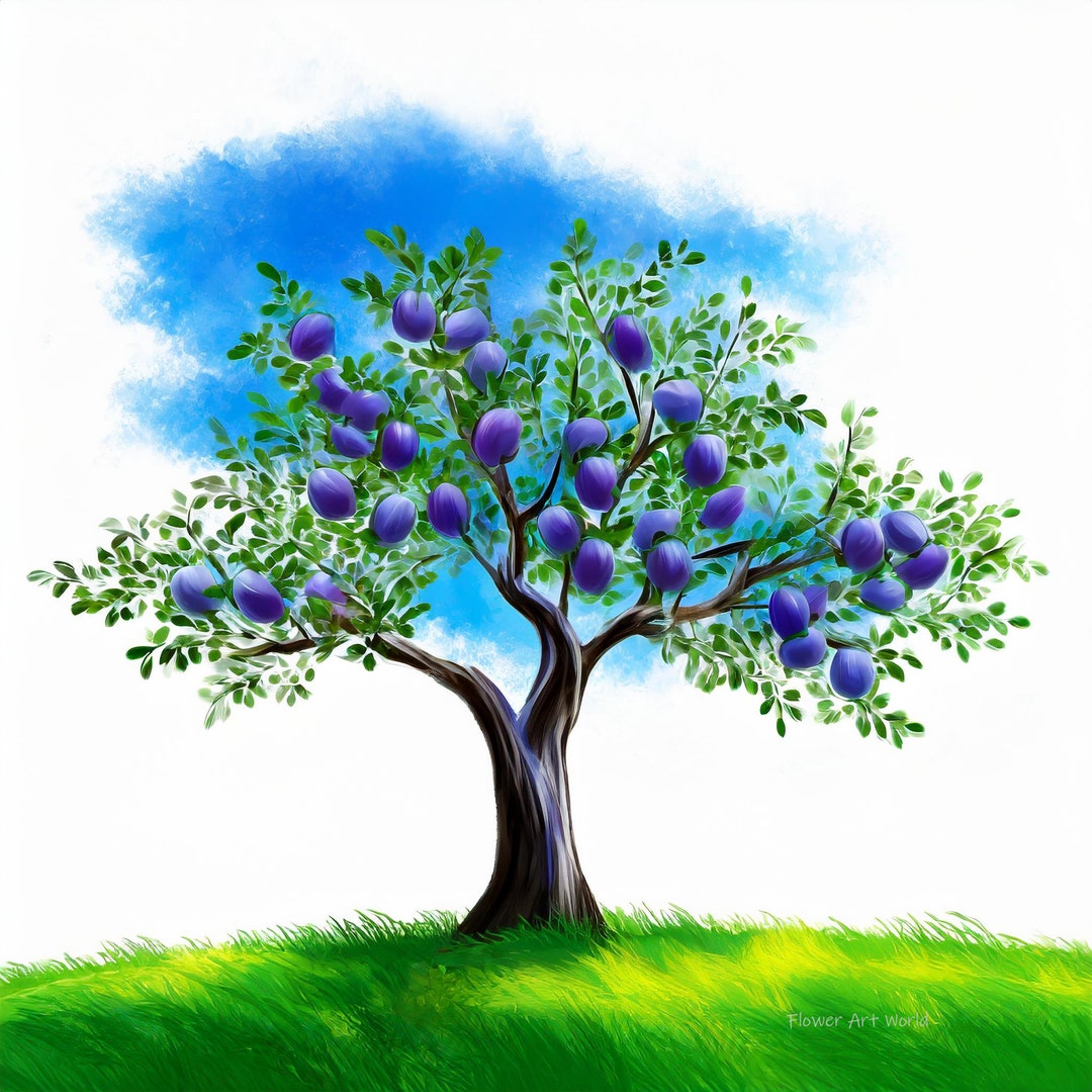 Plum Tree Clip Art, Printing, Backgrounds. Instant Digital Download. 1 ...