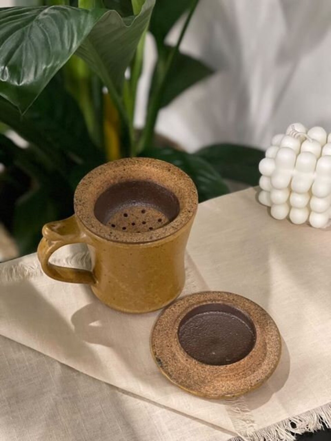 Burnt Orange Ceramic Tea Infuser Mug - Etsy