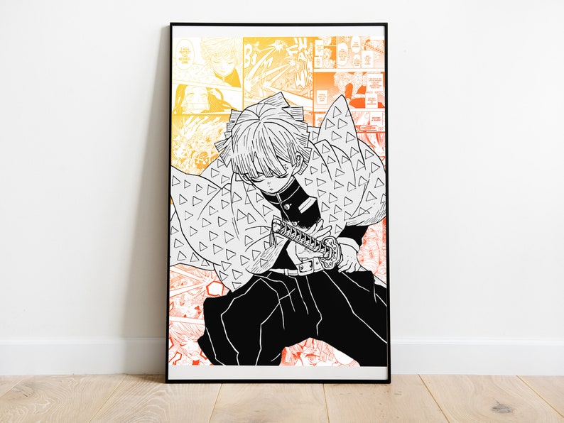 Zenitsu Agatsuma Kimetsu no yaiba poster, Anime impresión de pared ...