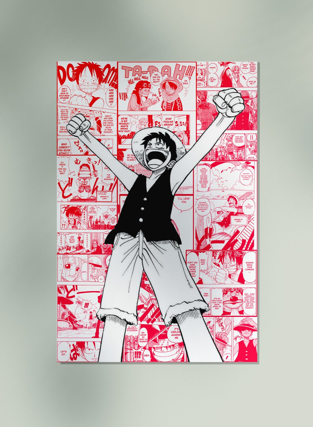 One Piece Luffy Poster, Anime Wall Print, One Piece Art, Digital Print ...