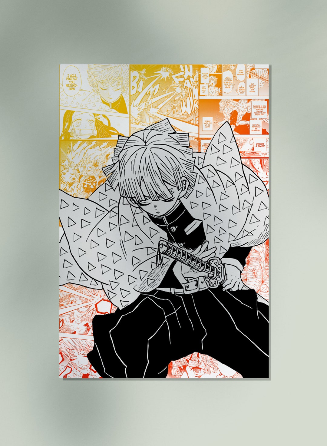 Zenitsu Agatsuma Kimetsu no yaiba poster, Anime impresión de pared ...