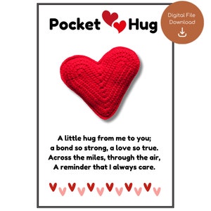 Valentines Day PRINTABLE 3 X Pocket Hug Poems PDF File Crochet Pocket ...
