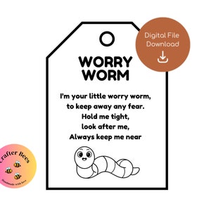 Worry Worm PDF Printable Tags Buddy Worm Poem Crochet Tag Market ...