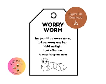 Worry Worm PDF Tags Cards Printable Buddy Worm Poem Crochet Tag Market ...