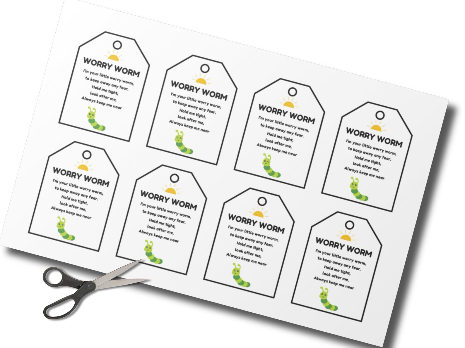 Worry Worm PDF Tags Cards Printable Buddy Worm Poem Crochet Tag Market ...