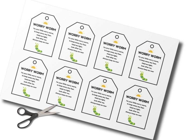 Worry Worm PDF Tags Cards Printable Buddy Worm Poem Crochet Tag Market ...