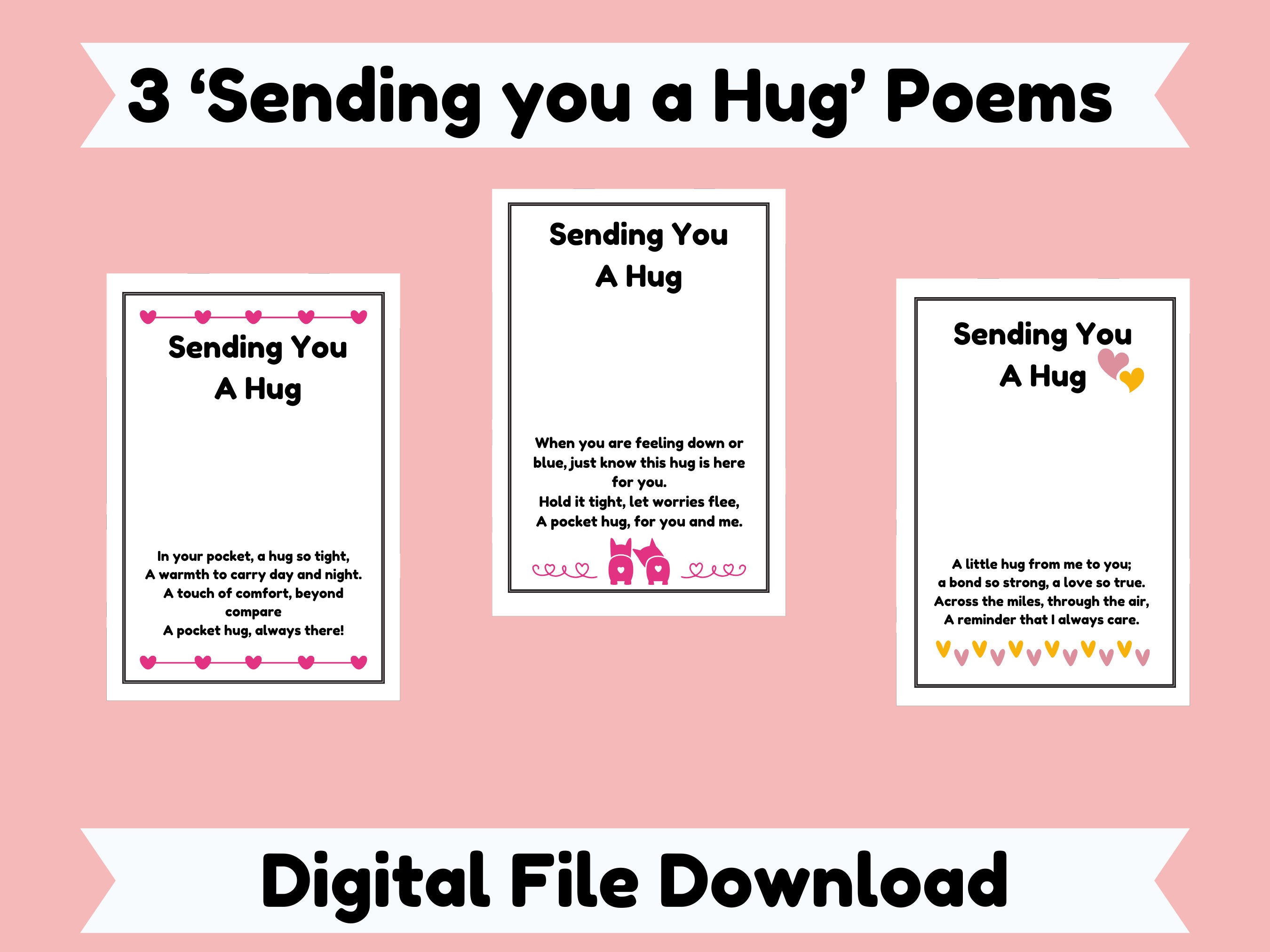 Sending You A Hug PRINTABLE 3 Pocket Hug Poems PDF File Crochet Pocket ...