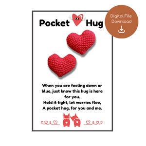 Valentines Day PRINTABLE 3 X Pocket Hug Poems PDF File Crochet Pocket ...