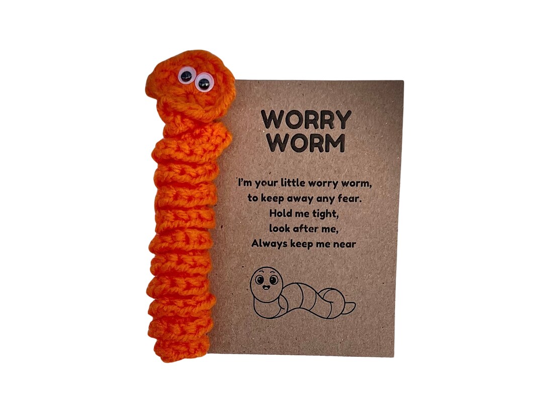 Crochet Worry Worm Buddy Worms Stress Relief Fidget ADHD ASD Autism ...
