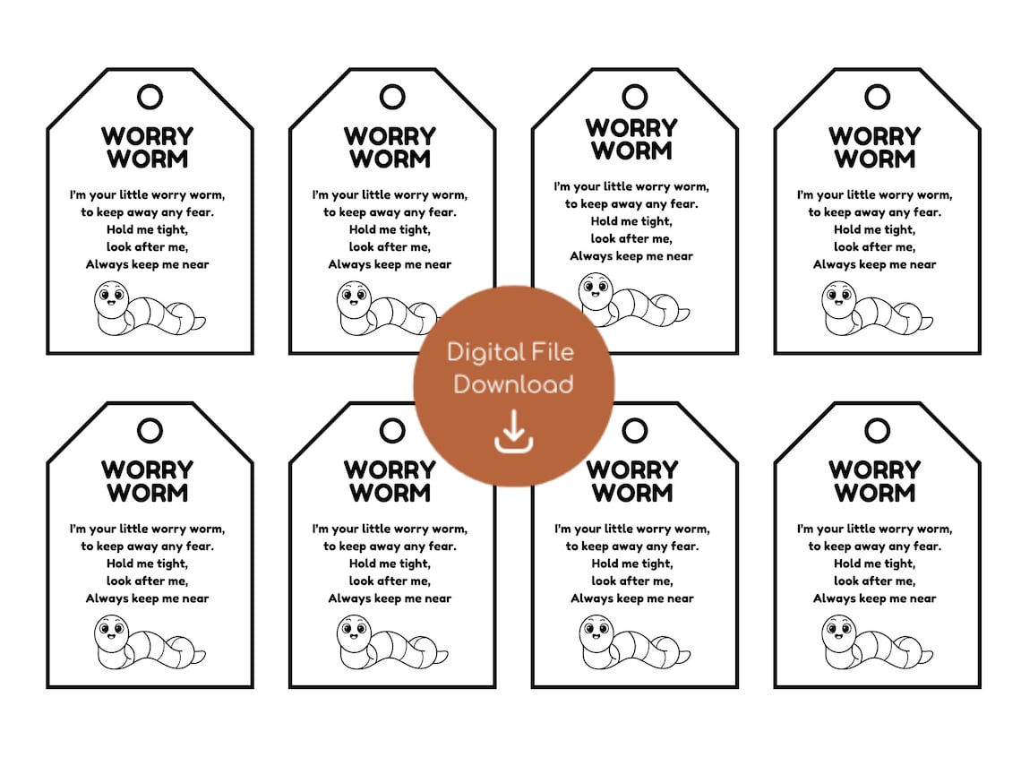 Worry Worm PDF Printable Tags Buddy Worm Poem Crochet Tag Market ...