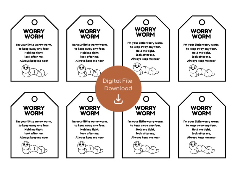Worry Worm PDF Printable Tags Buddy Worm Poem Crochet Tag Market ...