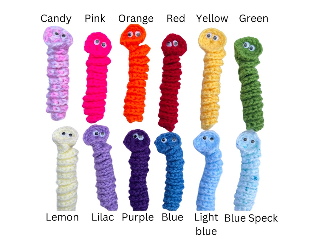 Crochet Worry Worm Buddy Worms Stress Relief Fidget ADHD ASD Autism ...