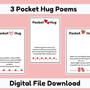 Valentines Day PRINTABLE 3 X Pocket Hug Poems PDF File Crochet Pocket ...