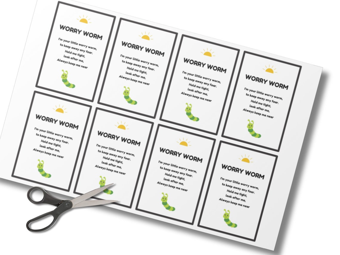 Worry Worm PDF Tags Cards Printable Buddy Worm Poem Crochet Tag Market ...