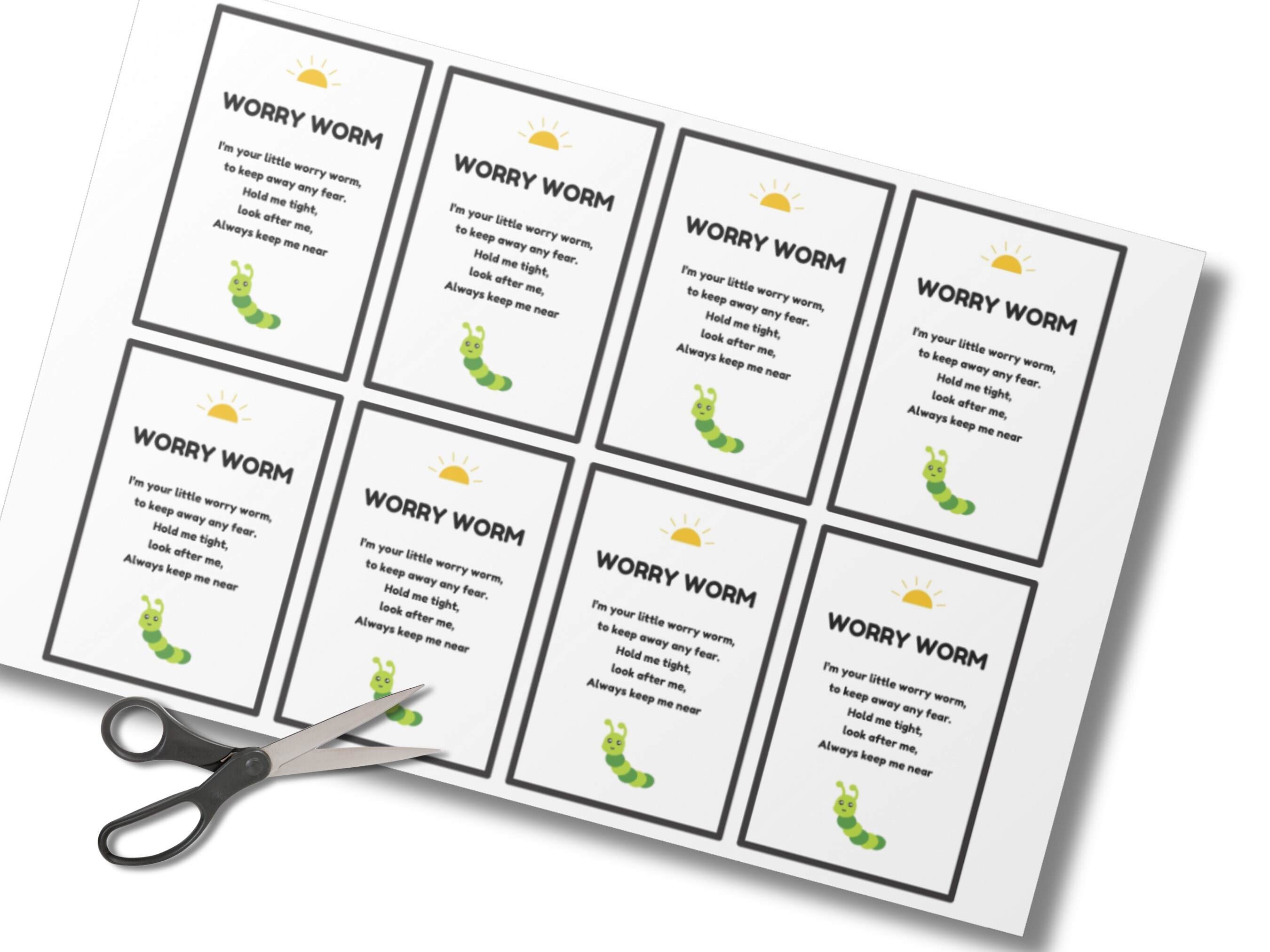 Worry Worm PDF Tags Cards Printable Buddy Worm Poem Crochet Tag Market ...