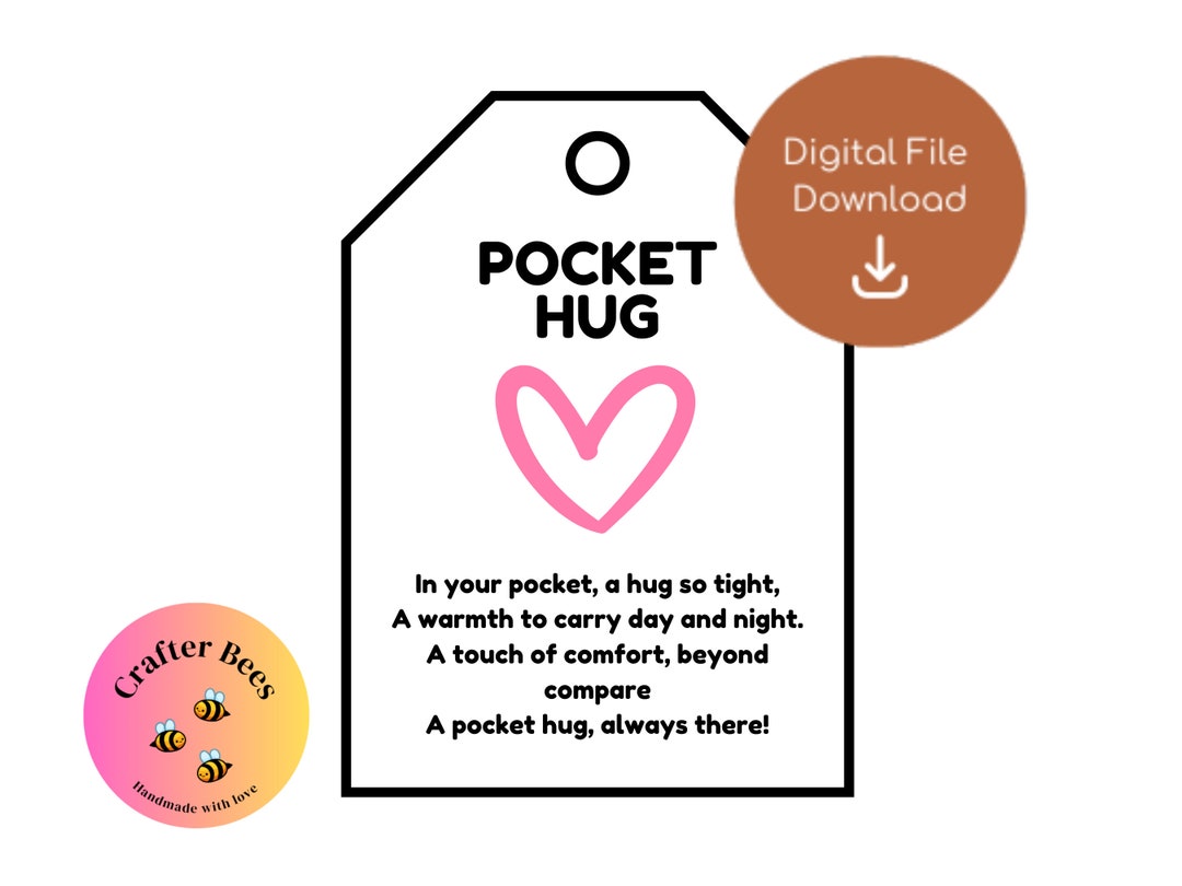 Pocket Hug PDF PRINTABLE Tags, Poem Crochet Tag Market Display Cards ...