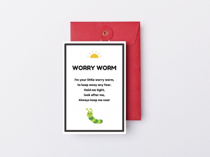 Worry Worm PDF Tags Cards Printable Buddy Worm Poem Crochet Tag Market ...