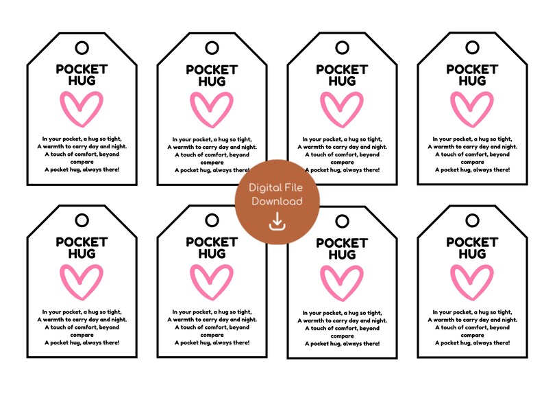 Pocket Hug PDF PRINTABLE Tags, Poem Crochet Tag Market Display Cards ...