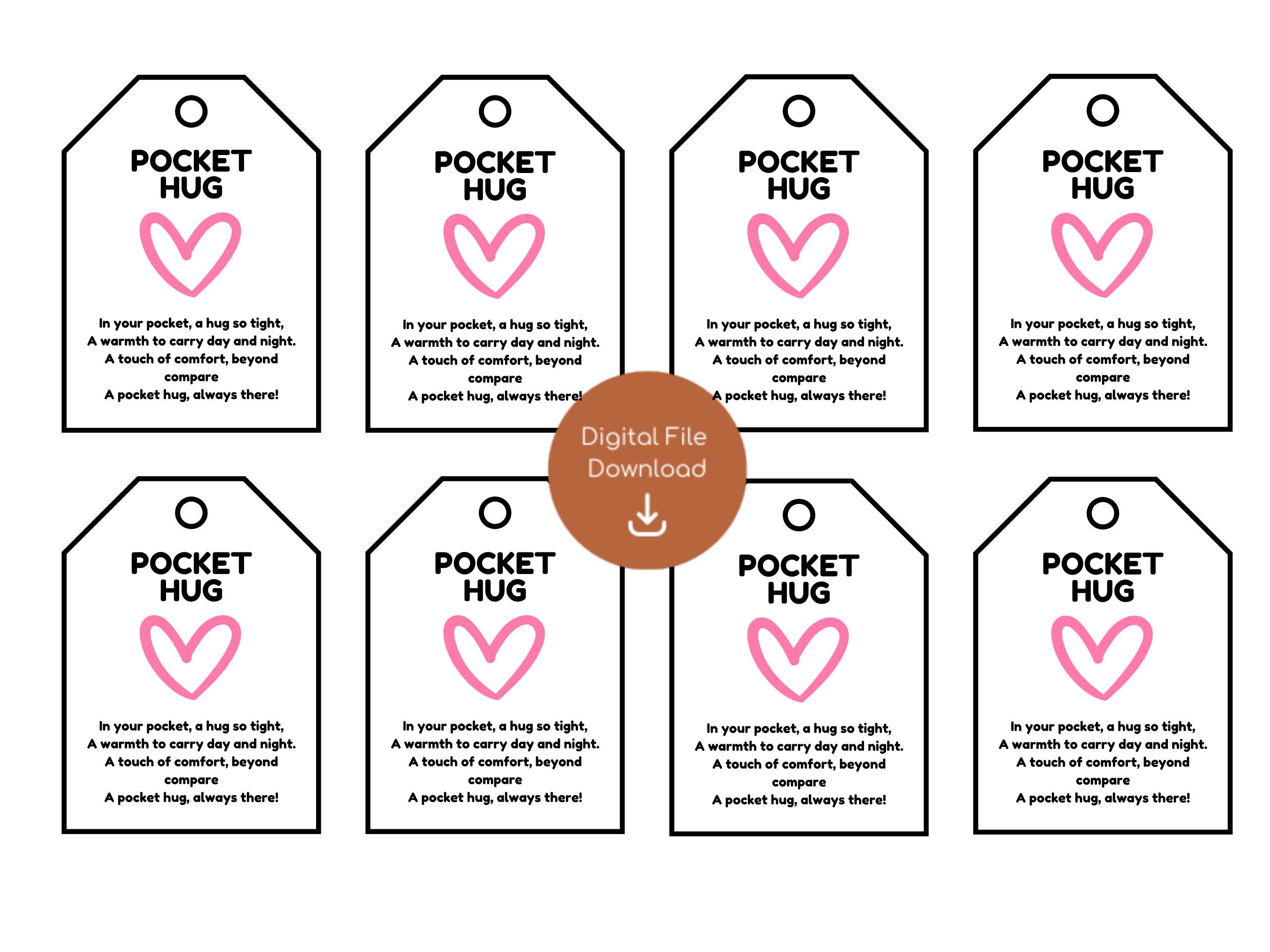 Pocket Hug PDF PRINTABLE Tags, Poem Crochet Tag Market Display Cards ...