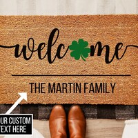 Lucky and Blessed St Patricks Day Doormat, Welcome Shamrock Doormat ...