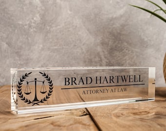 Attorney Office Desk Name Plate, Clear JD Judge Nameplate, Lawyer ...