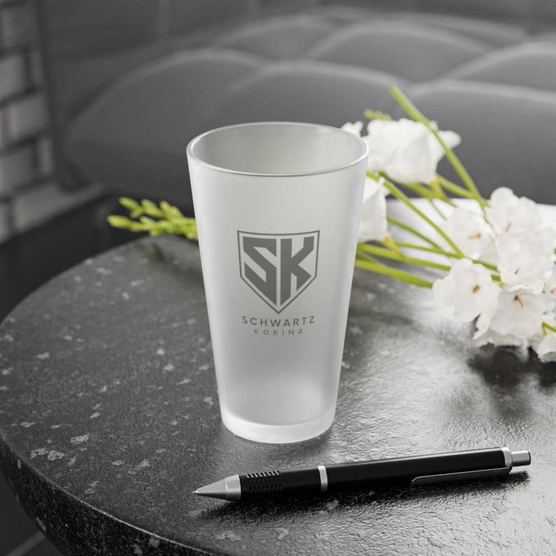 Personalized Frosted Pint Logo Glass , Company Logo, Personalized Logo ...