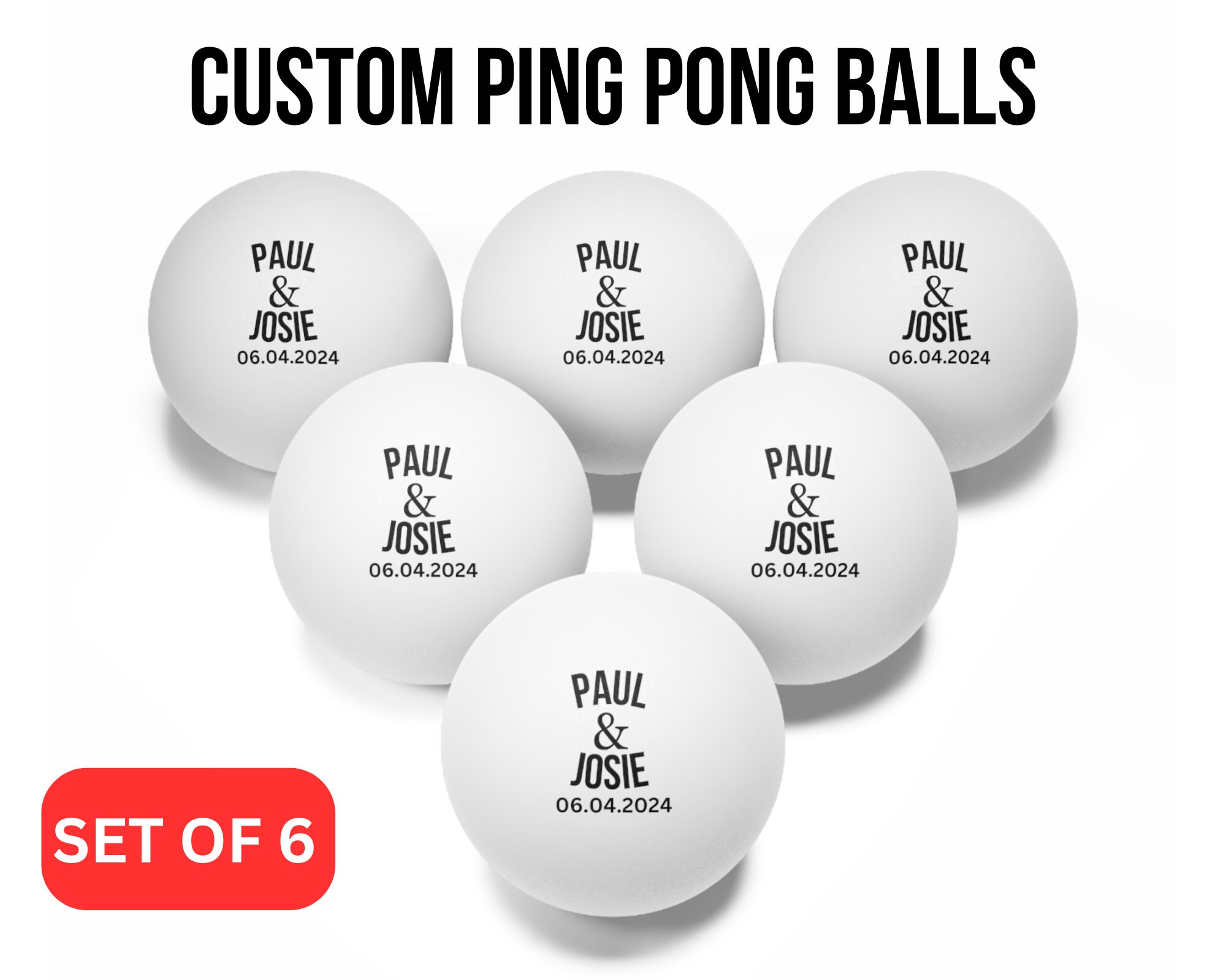 Custom Ping Pong Balls, Set of 6, Your Custom Text Beer Pong Gifts ...