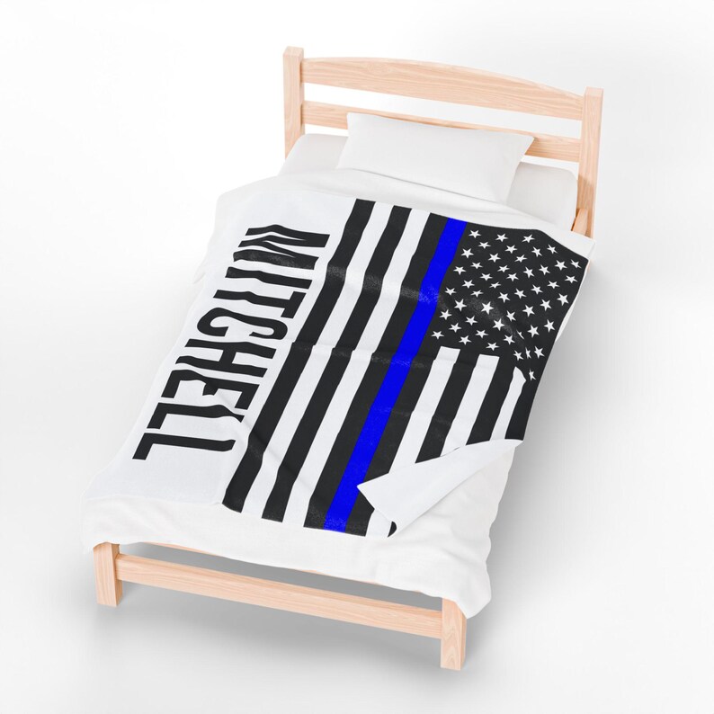 Personalized Thin Blue Line Blanket, Custom Police Blanket, Customized ...