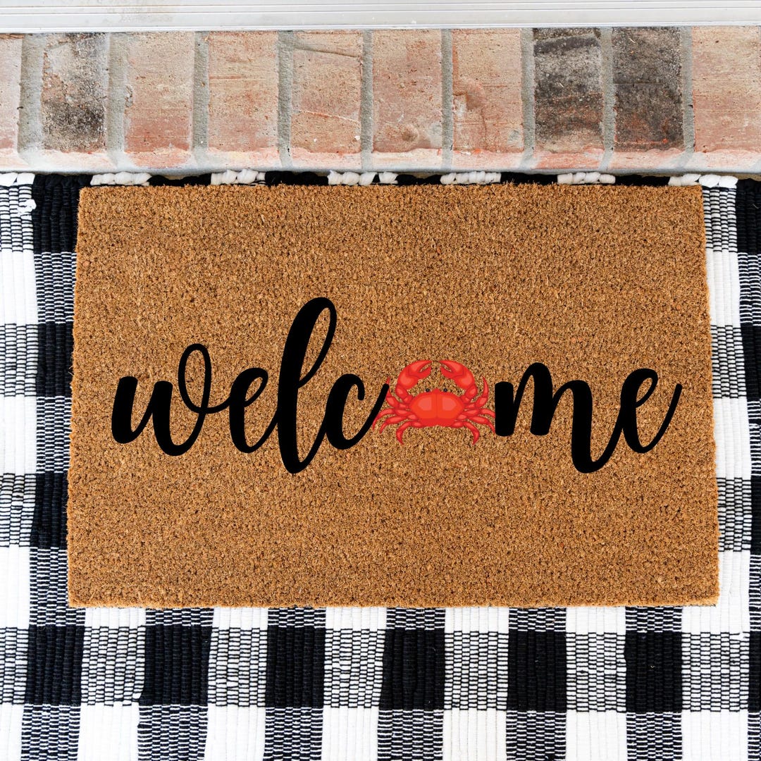 Beach Theme Doormat, Beach House Welcome Mat, Crab Welcome Mat, Crab ...