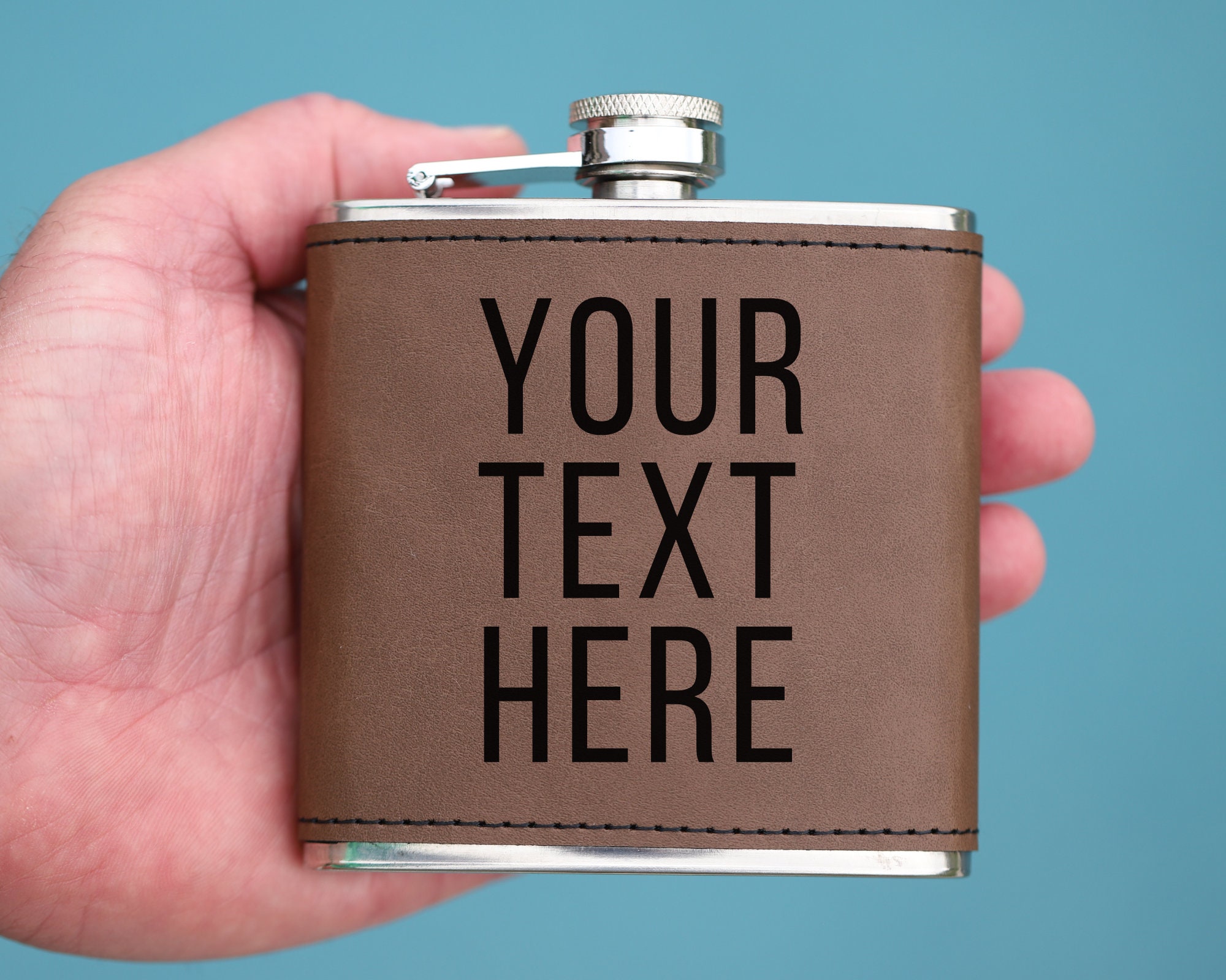 Custom Leather Flask With Custom Text, Personalized Flask, Customized ...