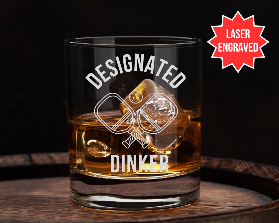 Designated Dinker - Whiskey Rocks Glass - Funny Unique Pickleball Themed Gifts for Dinkers and ...
