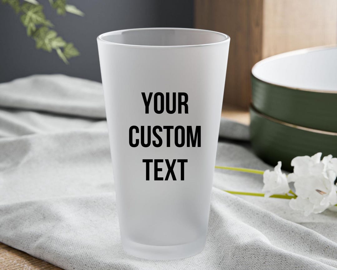 Custom Text Frosted Pint Glass, 16oz, Personalized Dad Christmas Gifts ...