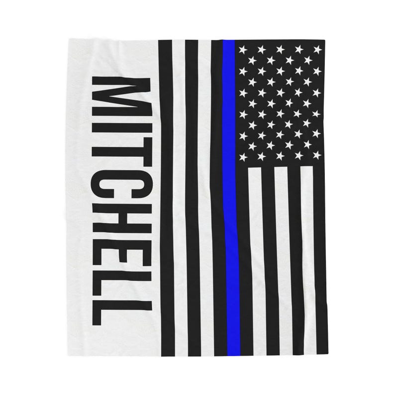 Personalized Thin Blue Line Blanket, Custom Police Blanket, Customized ...