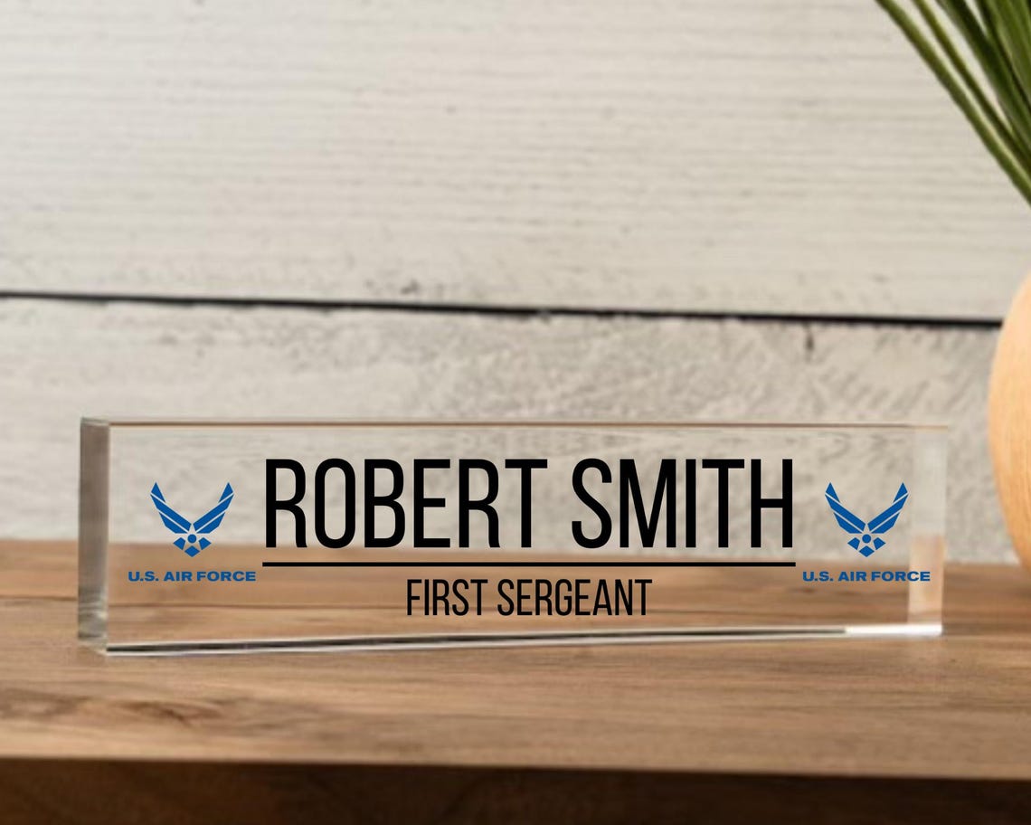Military Desk Name Plate With Rank, Army Desk Decor, Navy Gifts ...