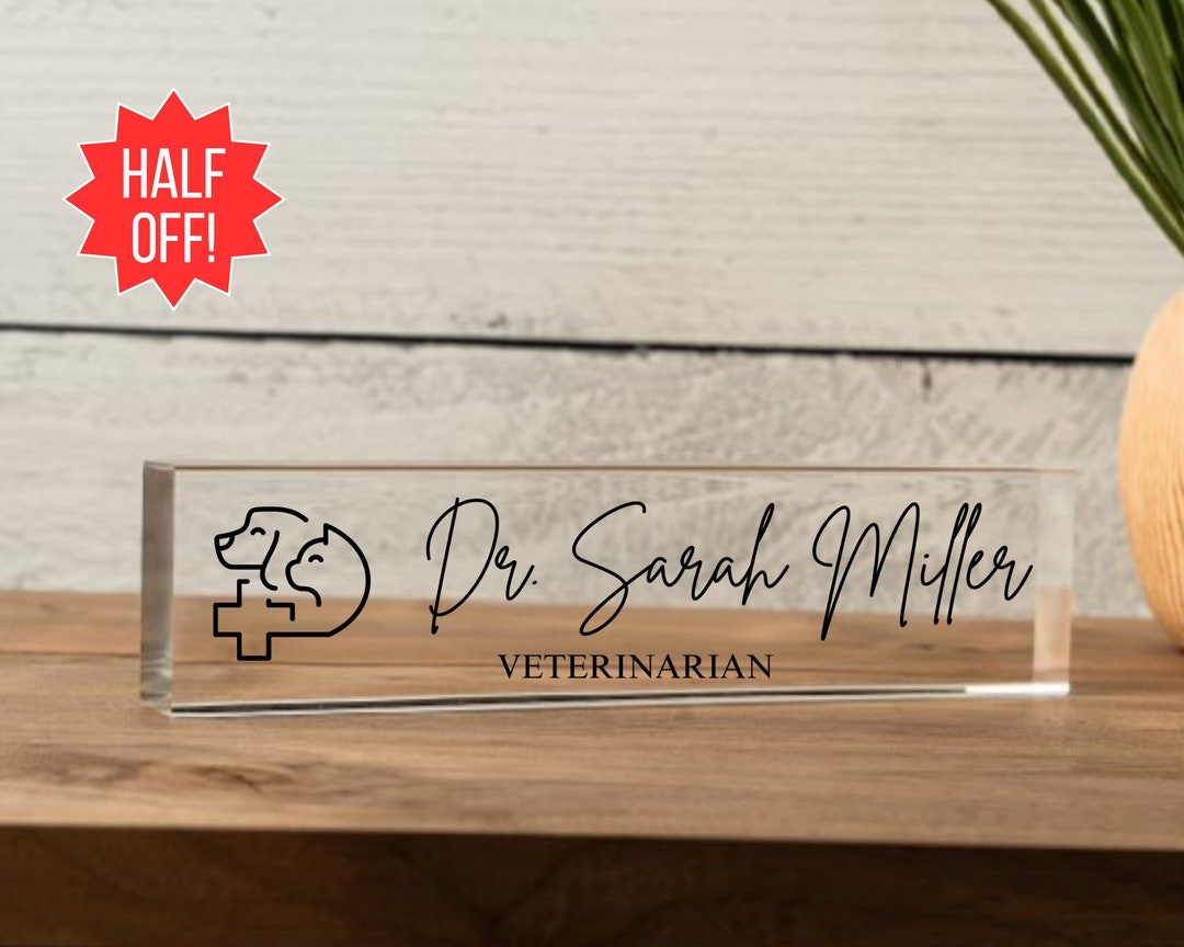 Veterinarian Gift, Acrylic Desk Name Plate, Plaque for Desk, Gift for ...