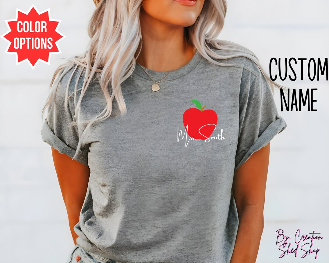 Custom Teacher Apple Shirt, Teacher Appreciation Shirt, Custom Apple ...